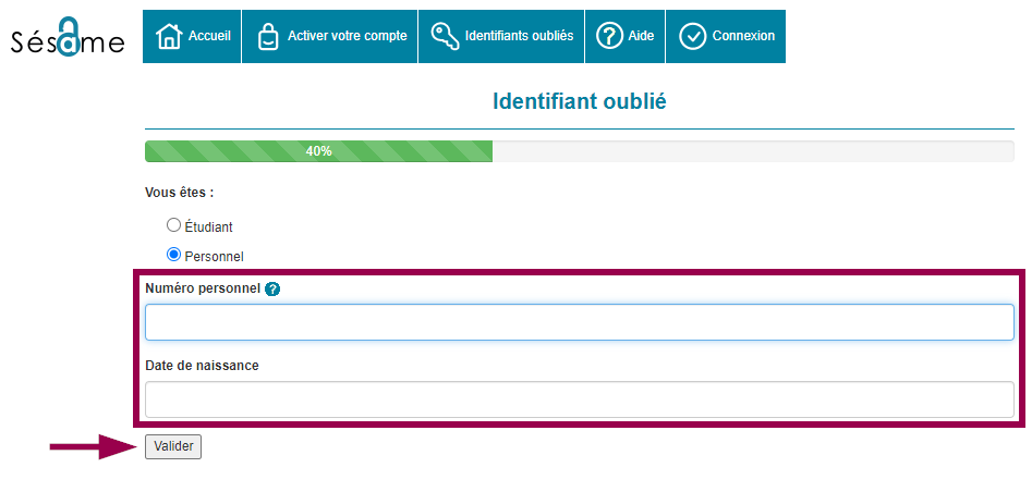 Personnel - Récupérer son identifiant de connexion [Espace de Documentation]