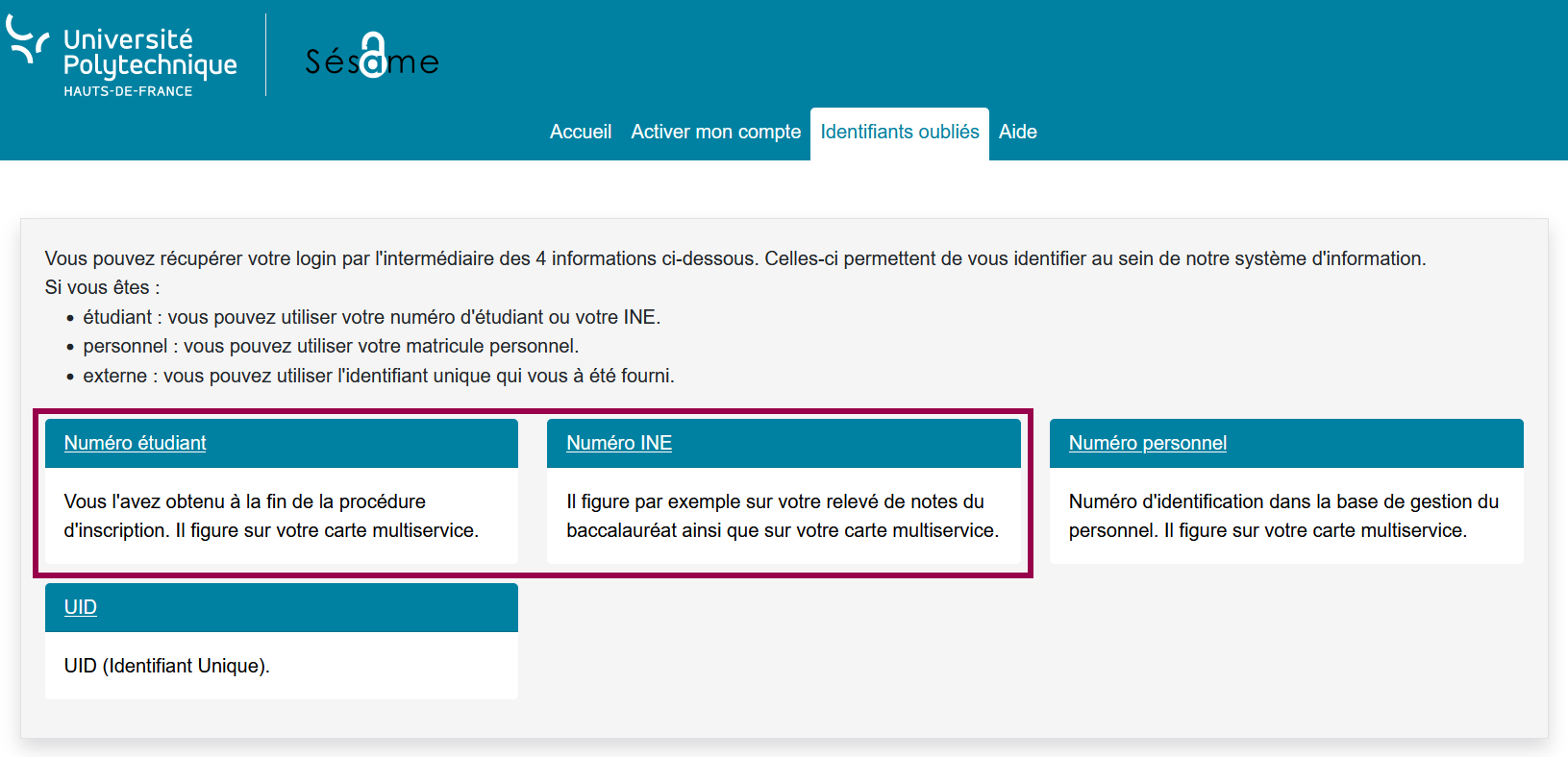 Étudiant - Récupérer son identifiant de connexion [Espace de Documentation]