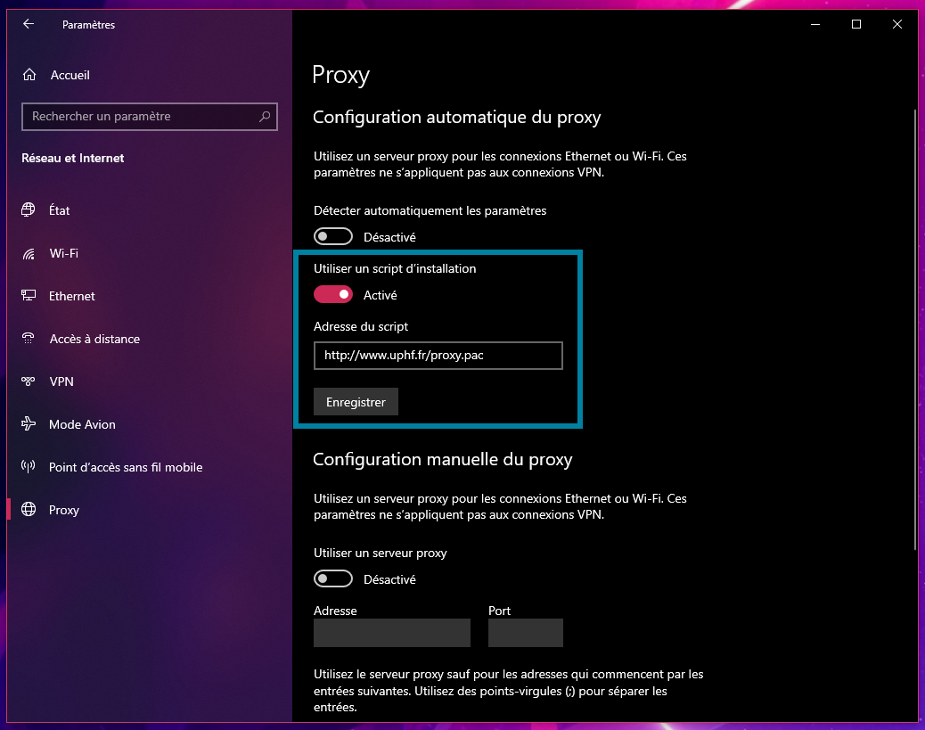 Configurer le proxy [Espace de Documentation]